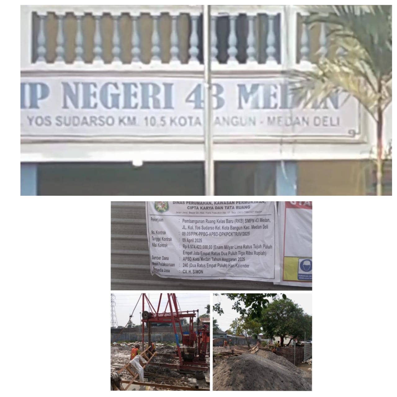 Pembangunan Proyek Ruang Kelas Baru SMP Negeri 43 Medan Senilai 6,574 ...